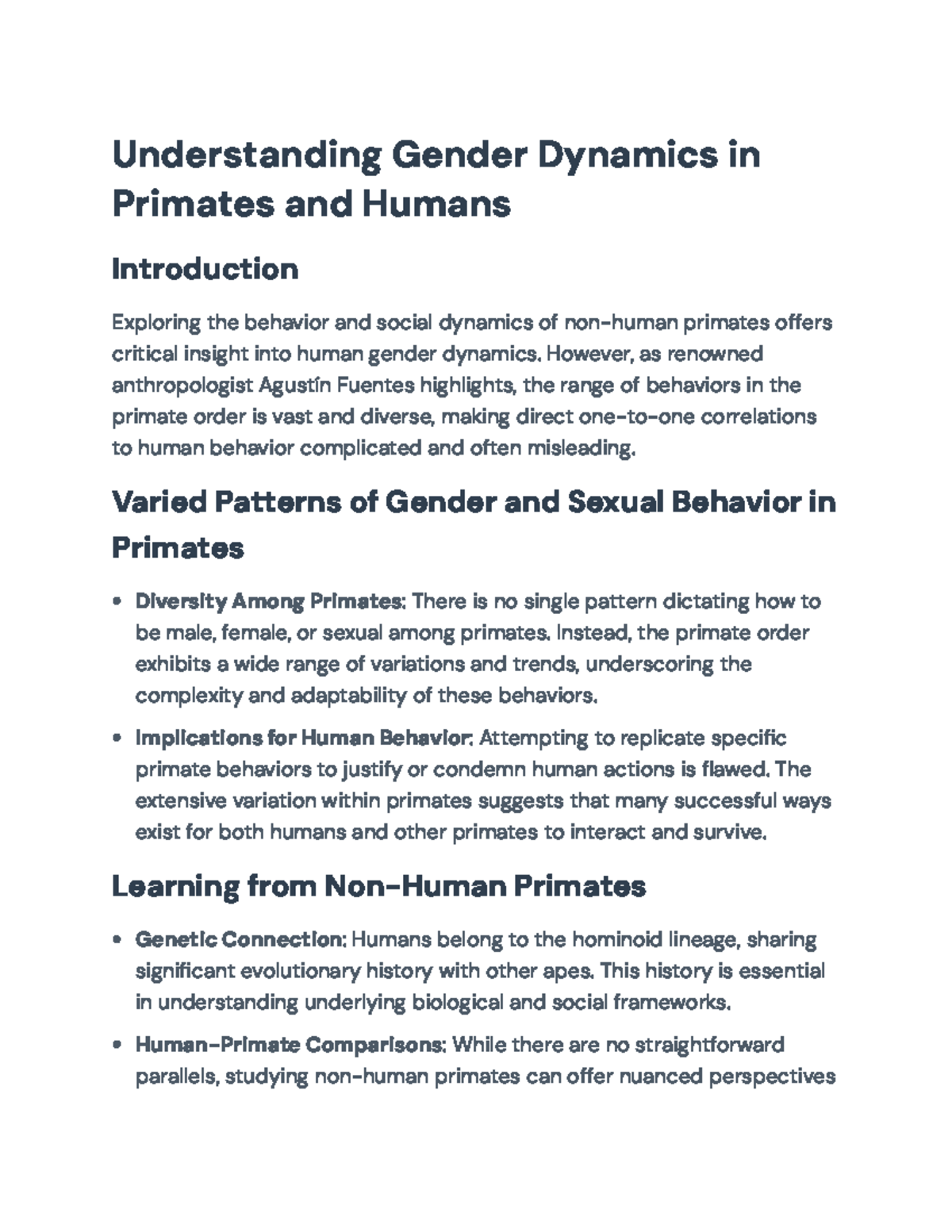 Understanding Gender Dynamics in Primates & Humans: Insights ...