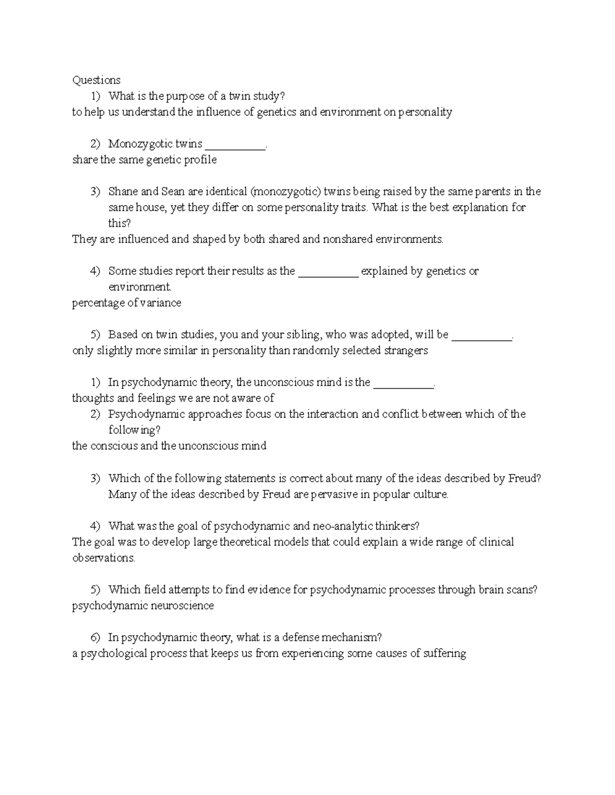 Questions on Pearson 6-7 - Questions 1) What is the purpose of a twin ...
