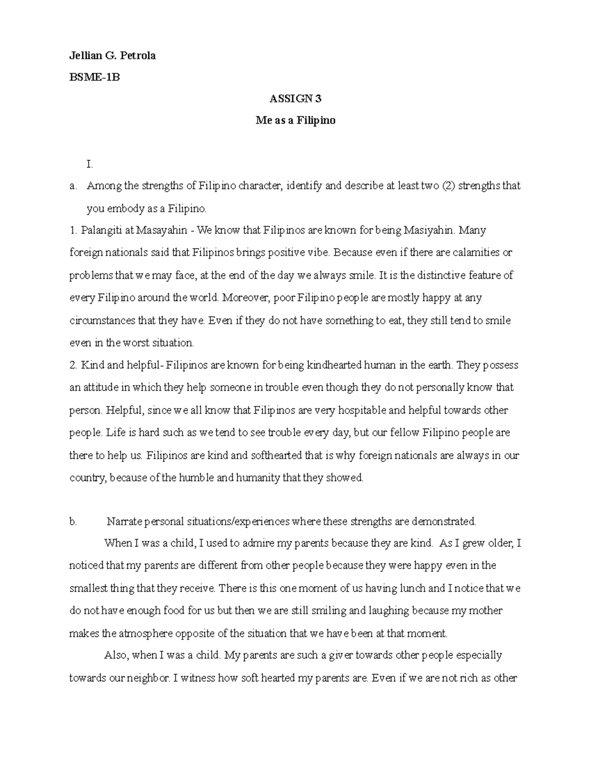 Assign 3 in understanding the self - PangSU - Studocu