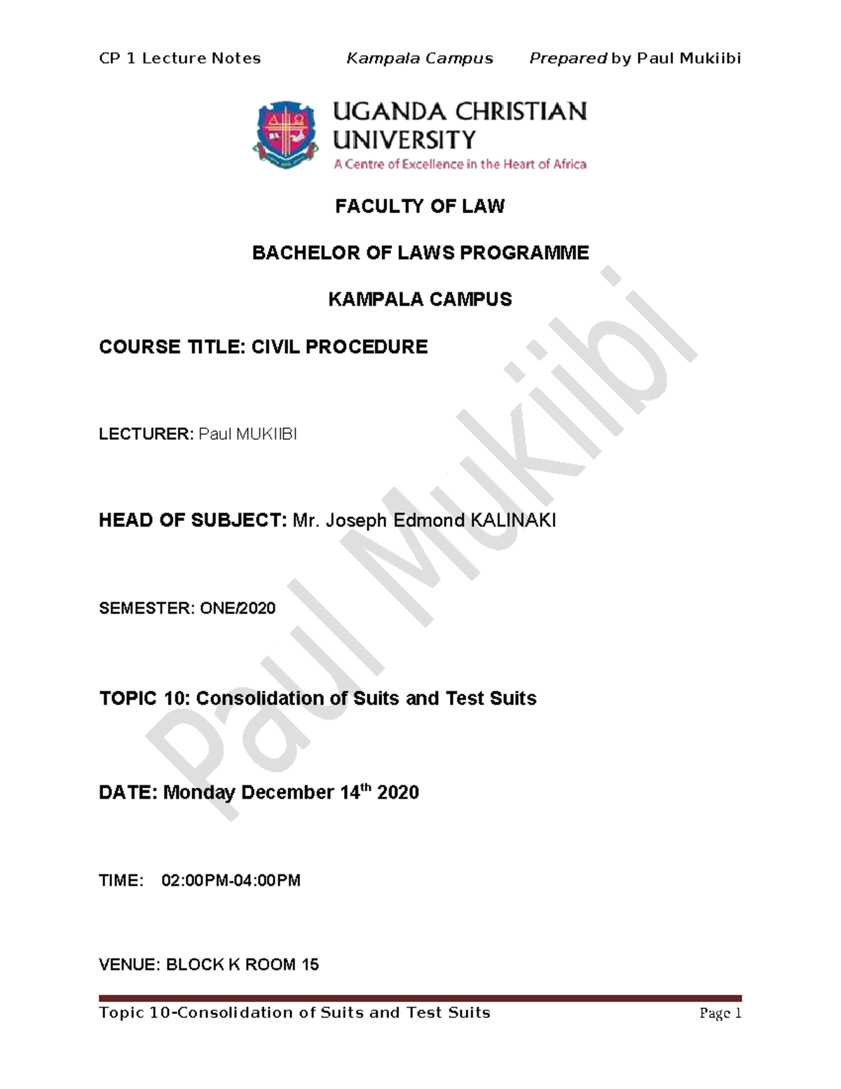 CP 1 Lecture Notes: Topic 10 - Consolidation of Suits & Test Suits ...