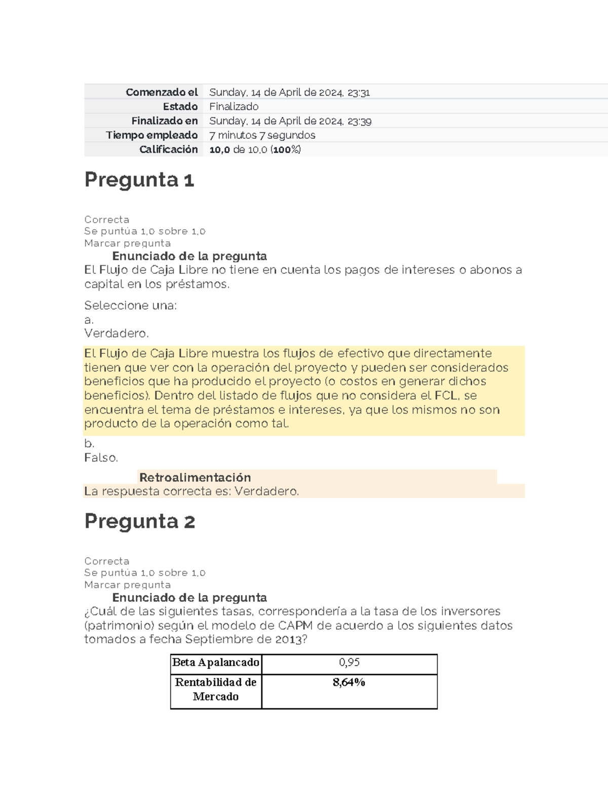 Evaluación C3 - Unidad 1: Flujo de Caja y CAPM - Studocu