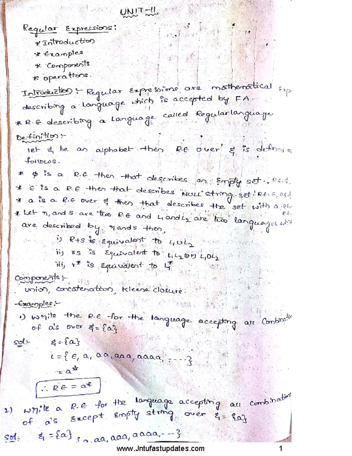 Regular Expressions: Concepts, Examples, and Operations (CS101) - Studocu