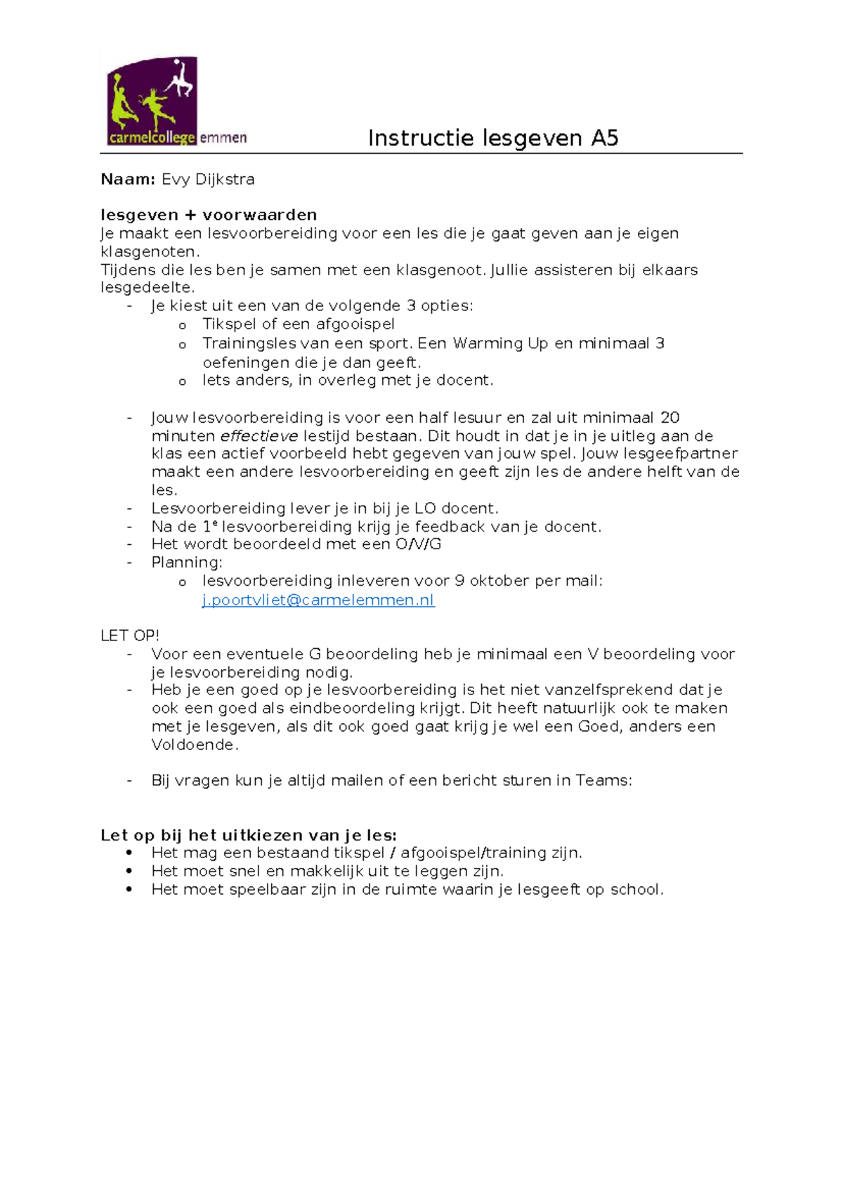 Instructie Lesgeven A5: Voorbereiding en Evaluatie 2024 - Studeersnel