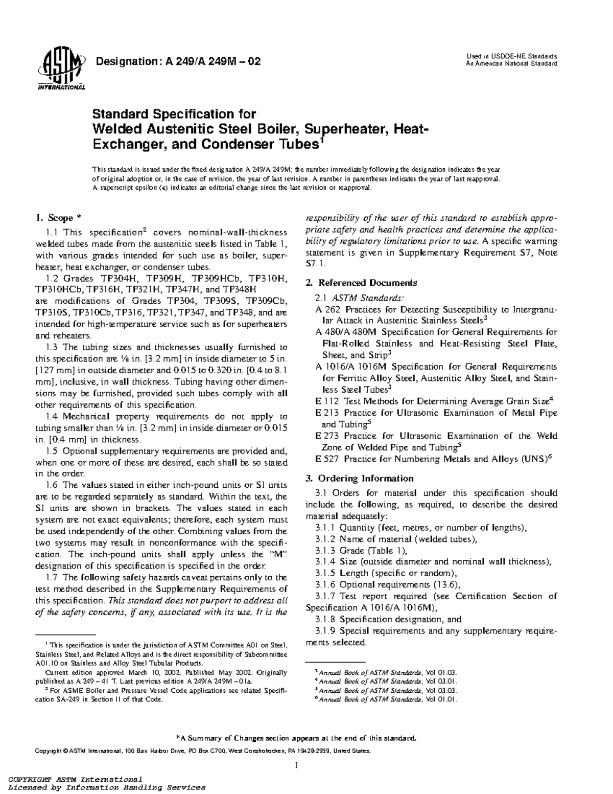 ASTM A 249 - deals with code and standard related to mechanical design ...