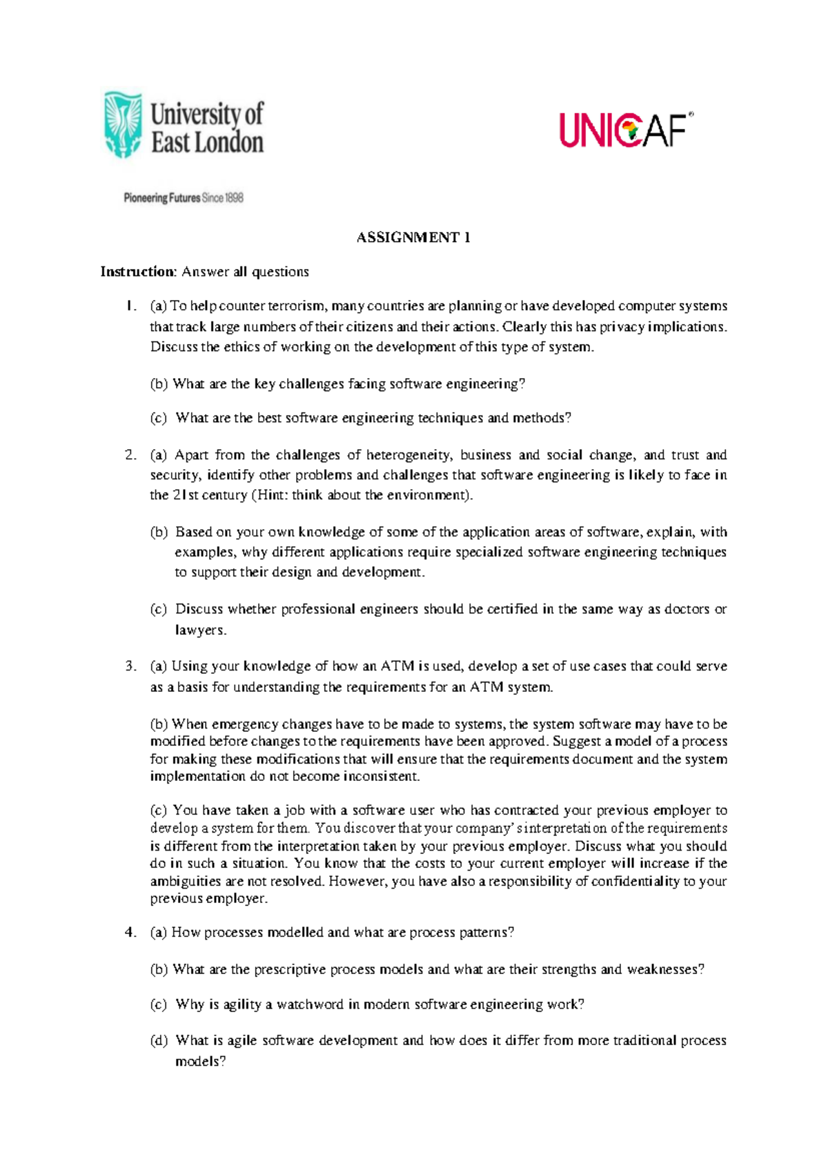 Software Engineering Assignment 1: Ethics, Challenges, and Techniques ...