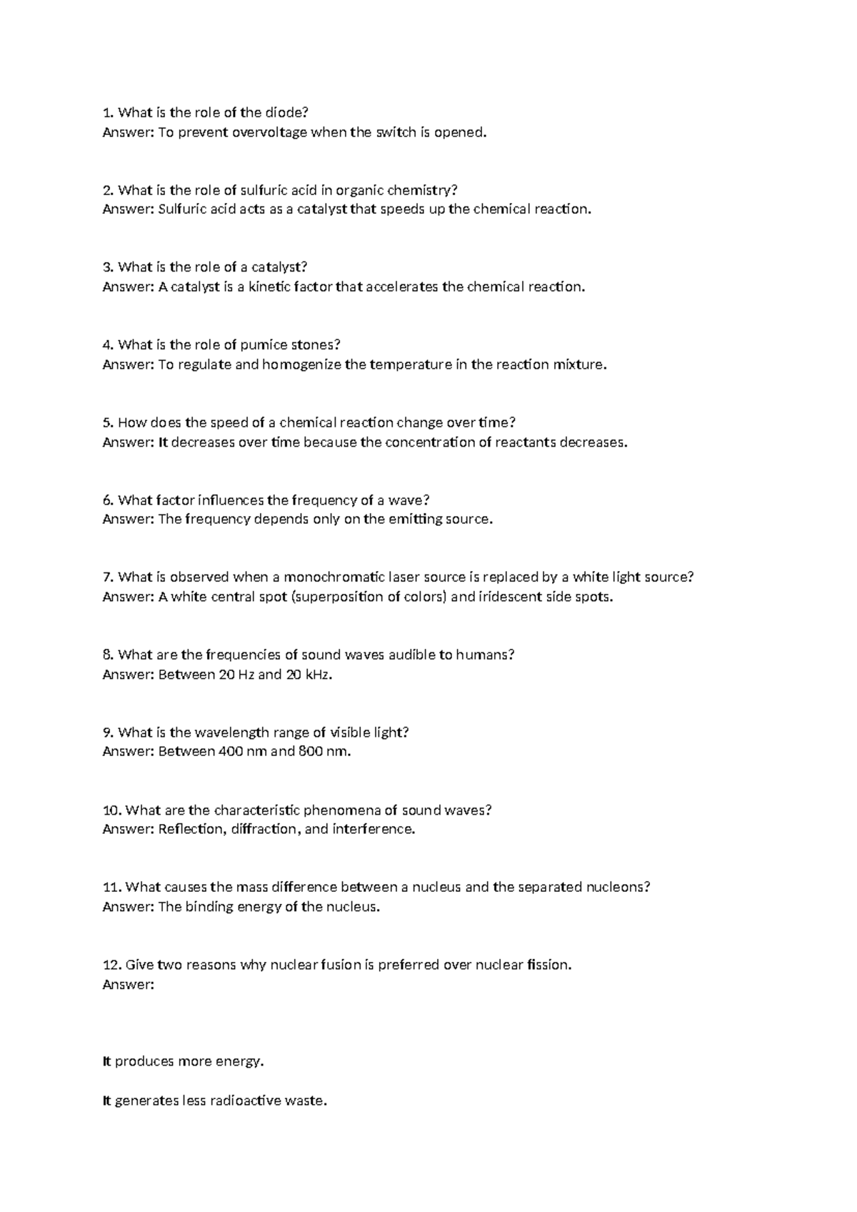 Diode and Chemical Reaction Roles - 2BAC Study Notes - Studocu