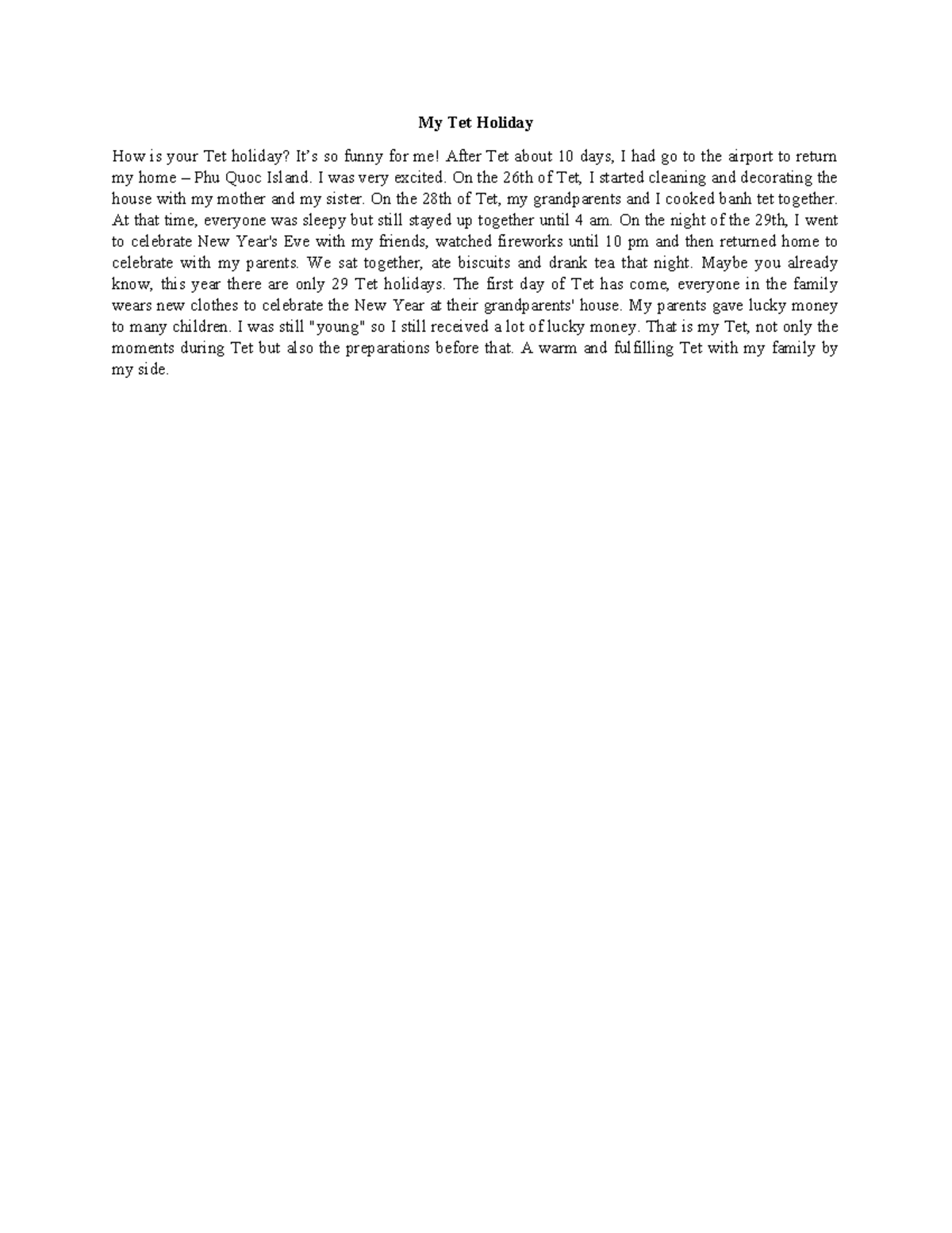 Tet Holiday Reflections: A Family Celebration - Studocu