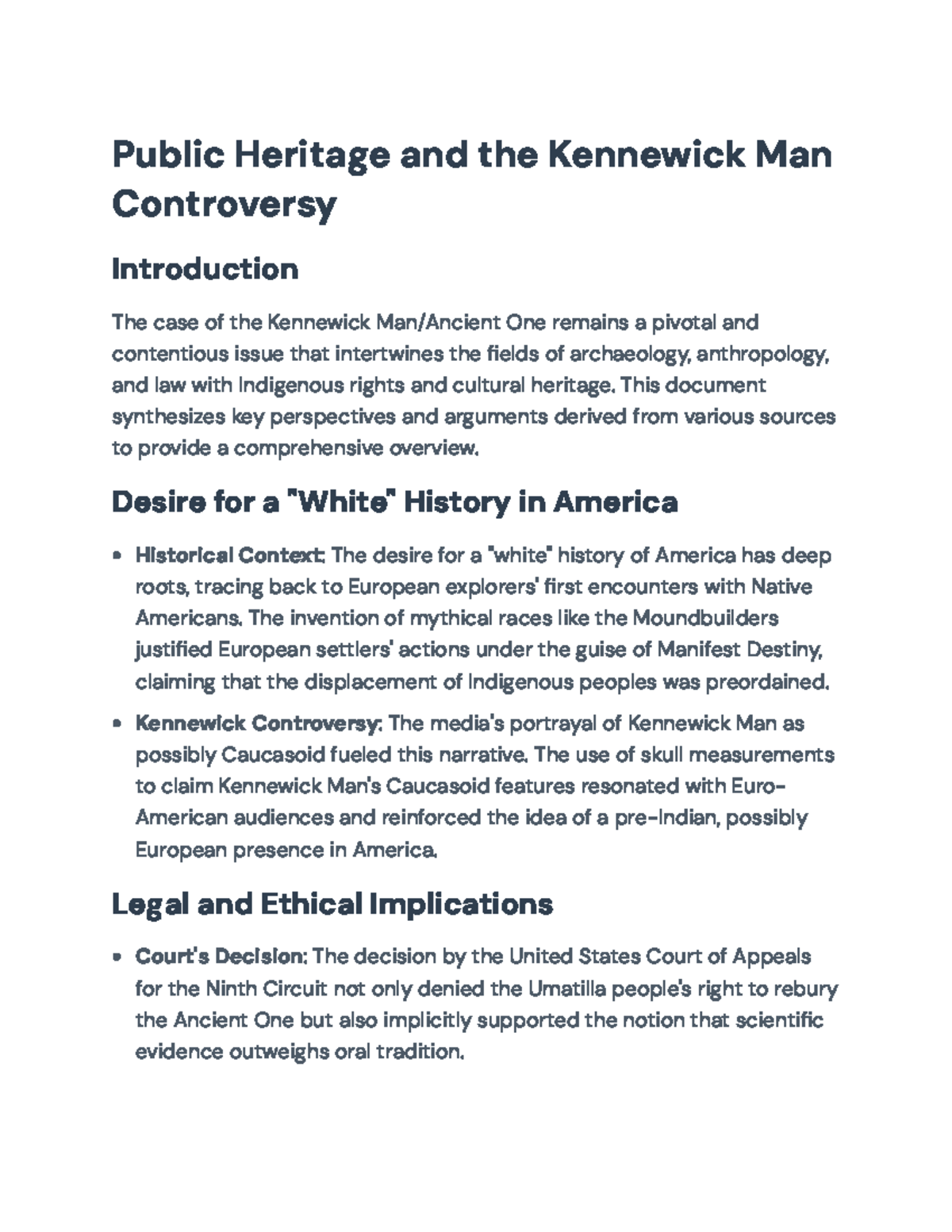 Public Heritage & Kennewick Man Controversy: Perspectives ...