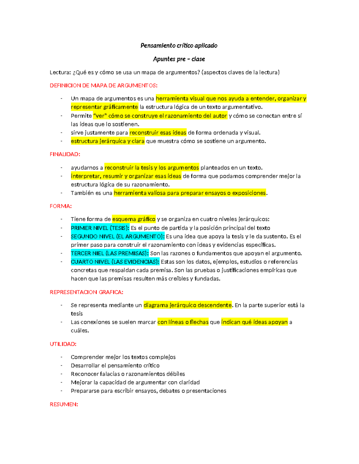 Semana 2 - Pensamiento Crítico Aplicado: Mapa de Argumentos y su Uso ...