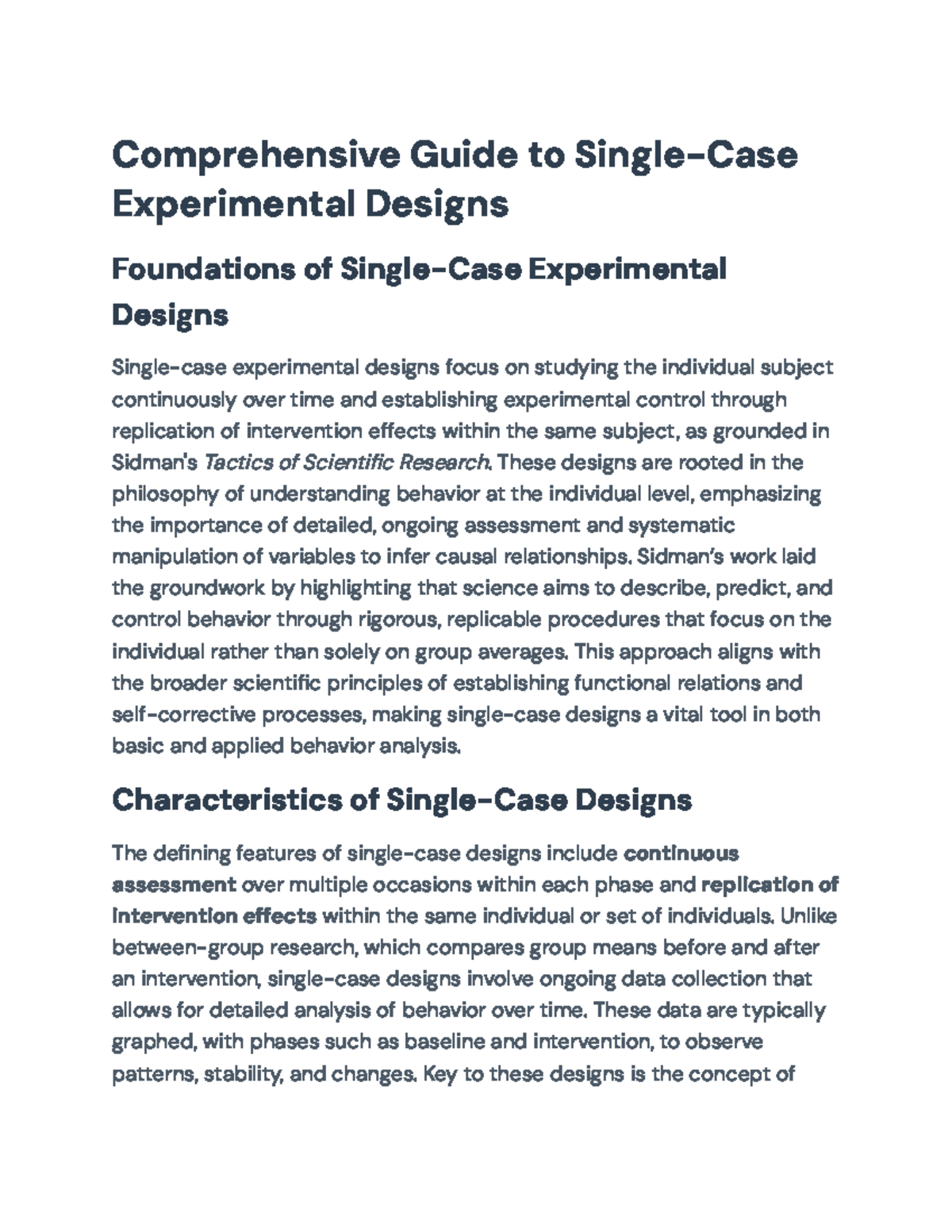 Comprehensive Overview of Single-Case Experimental Designs (SCED) - Studocu