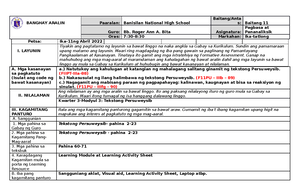 DLL- Pagbasa AT Pagsusuri - GRADE 1 to 12 DAILY LESSON LOG (Pang-araw ...