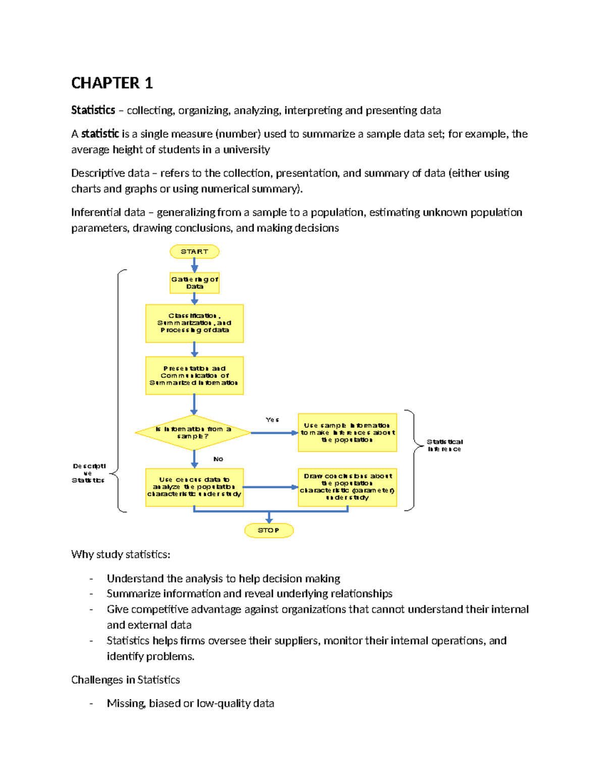 SB- Notes - CHAPTER 1 Statistics – collecting, organizing, analyzing ...