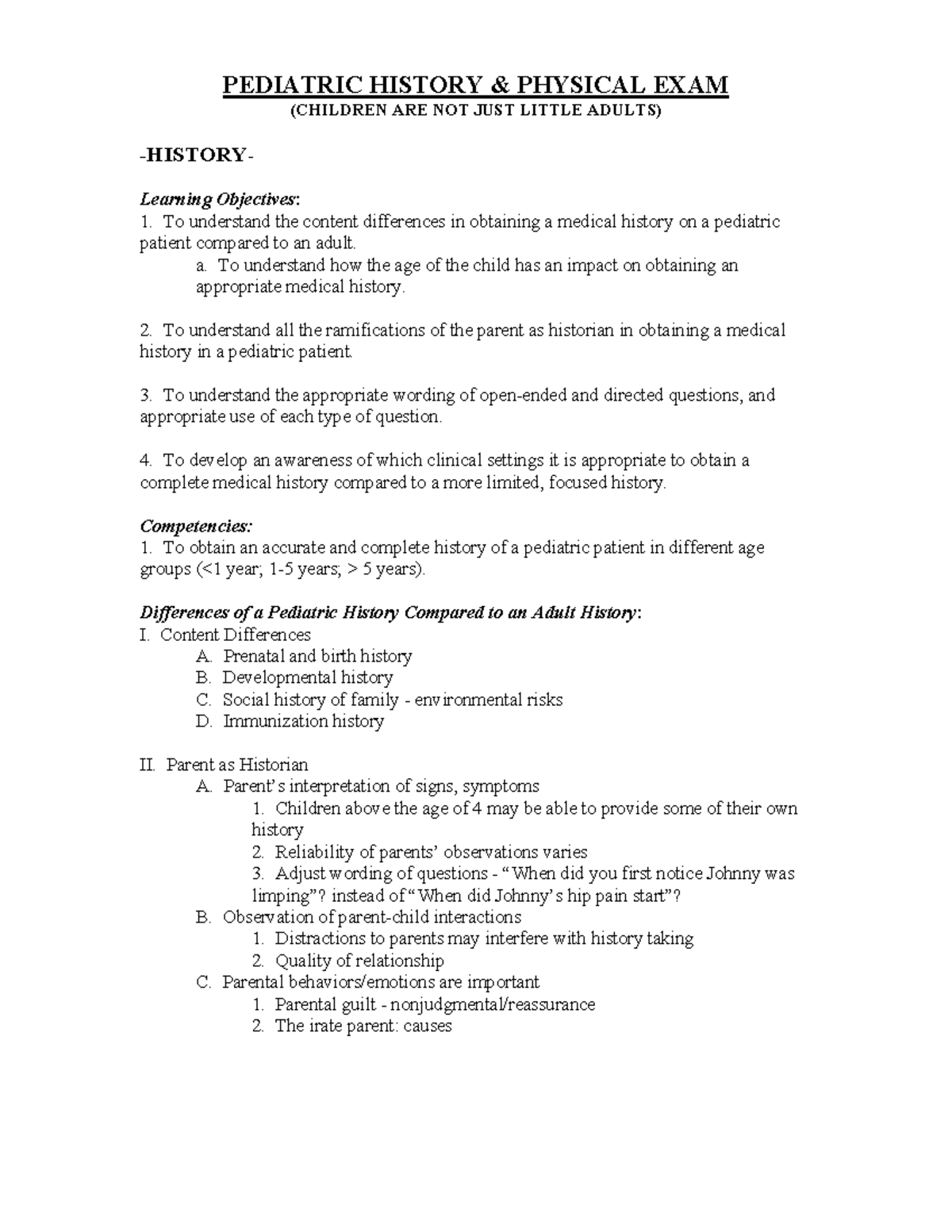 PEDS 101: Comprehensive Pediatric History & Physical Examination Guide ...