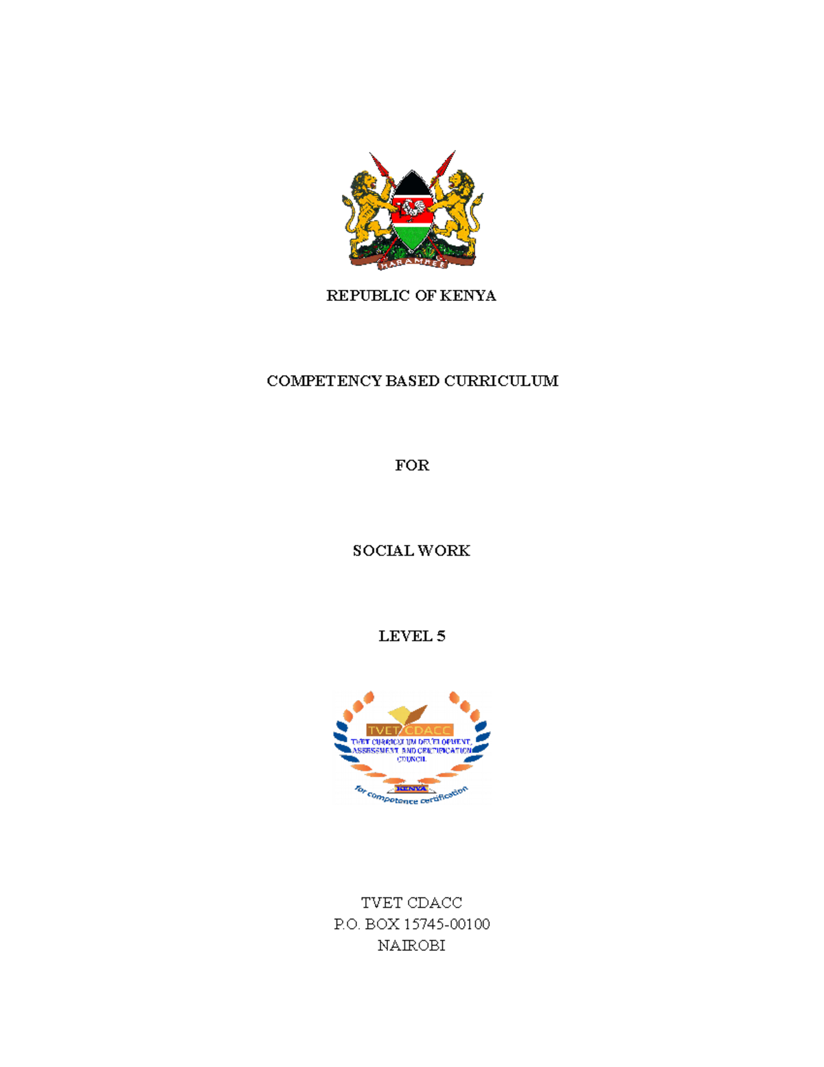 Level 5 Social Work Curriculum Outline and Competencies Guide - Studocu