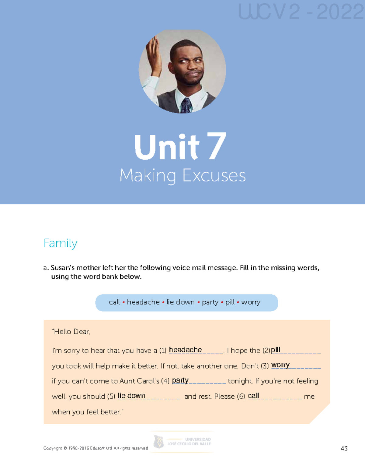 Basic 3 Workbook Unit 7 - Party & Excuses Exercise - Studocu