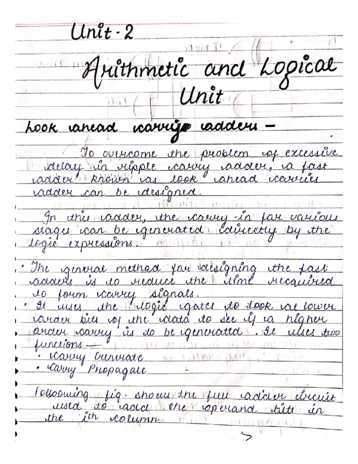 COMP 202: Unit 2 - Look Ahead Carry Adder Explained - Studocu