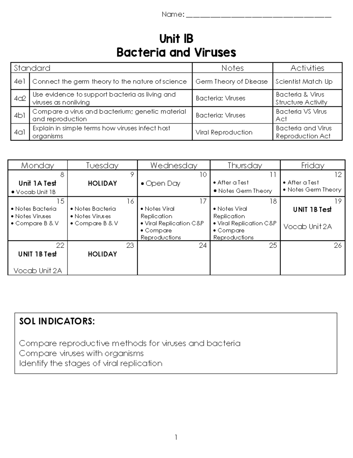 Unit 1B: Bacteria and Virus Reproduction Processes and Structures - Studocu