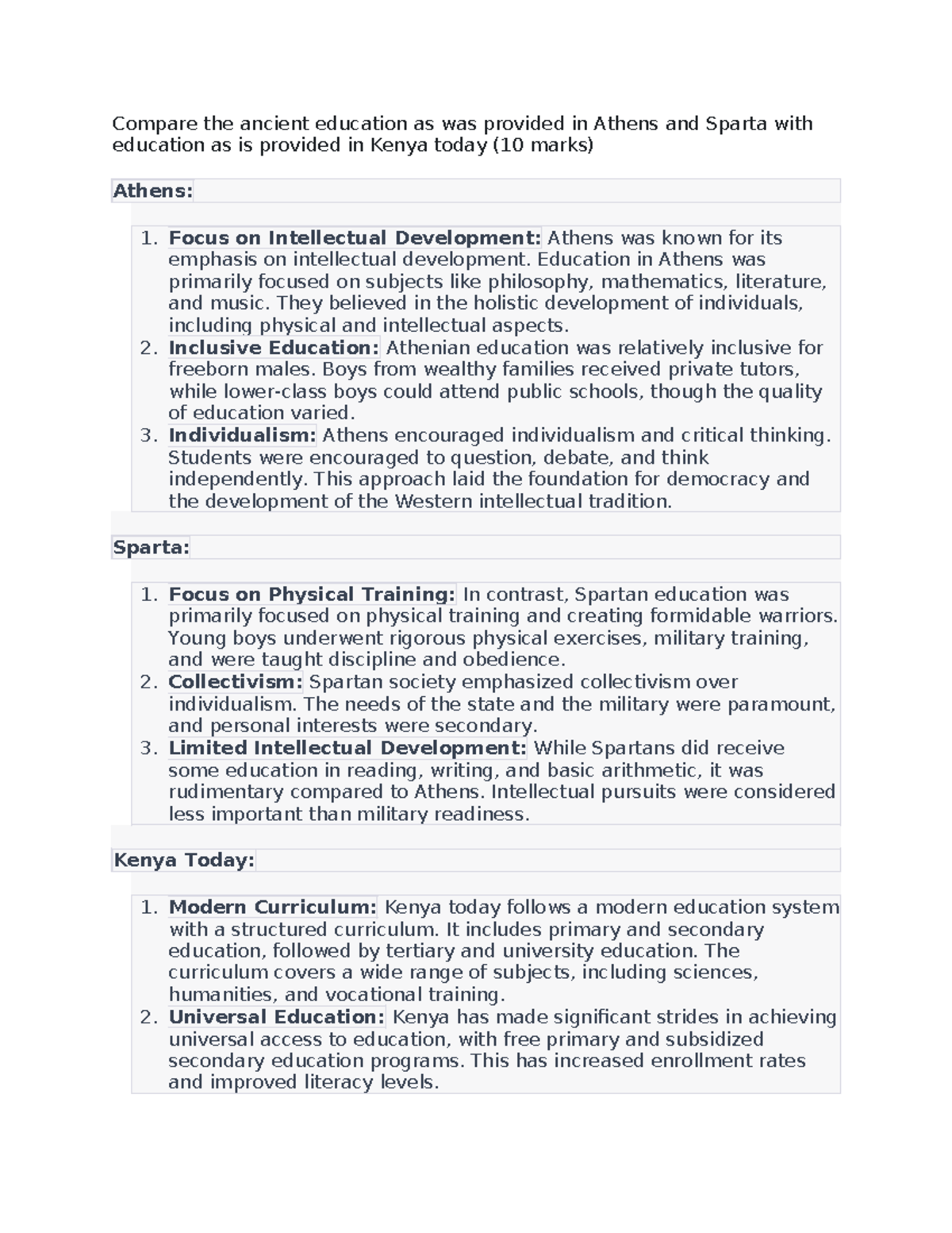 EDFO 001: Comparative Analysis of Ancient Athens & Sparta vs. Modern ...