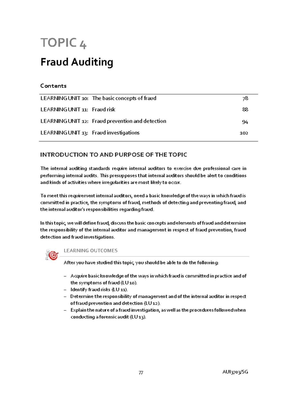 LU 1 - Planning the audit engagements - (Internal auditing: An introduction – Ch 6: Internal ...