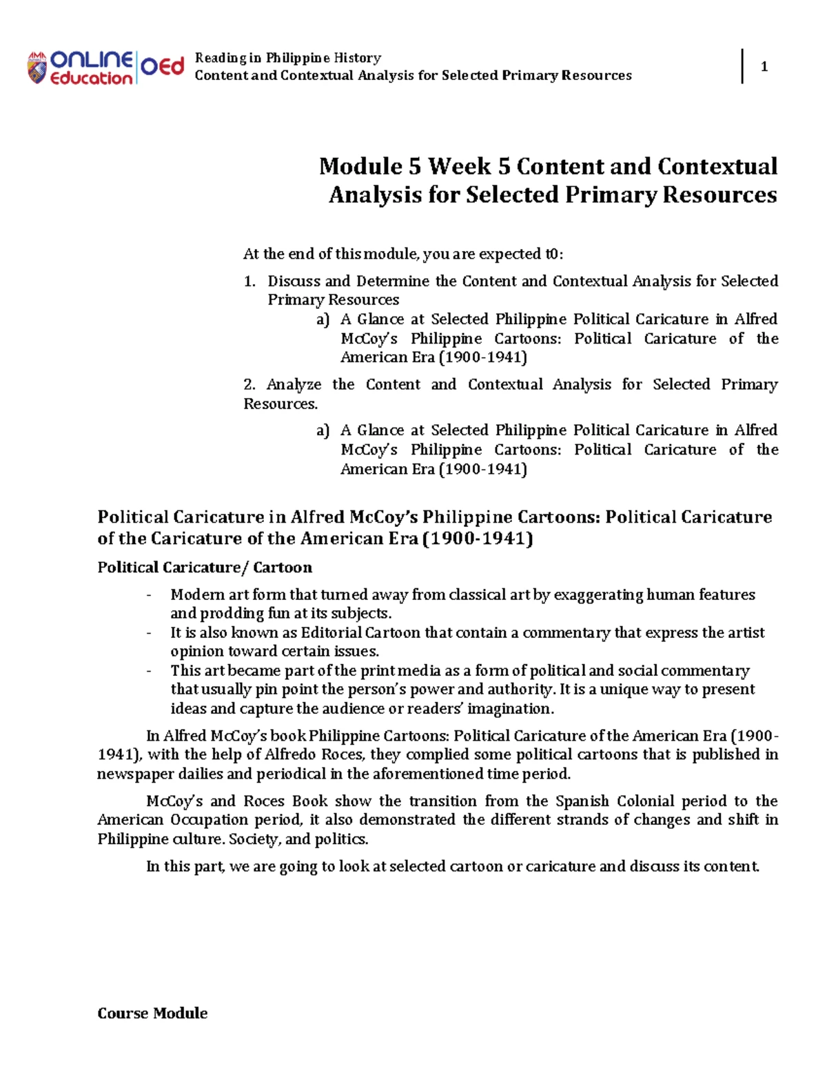 Module 2 - Content and Contextual Analysis of Selected Primary Sources in Philippine History ...