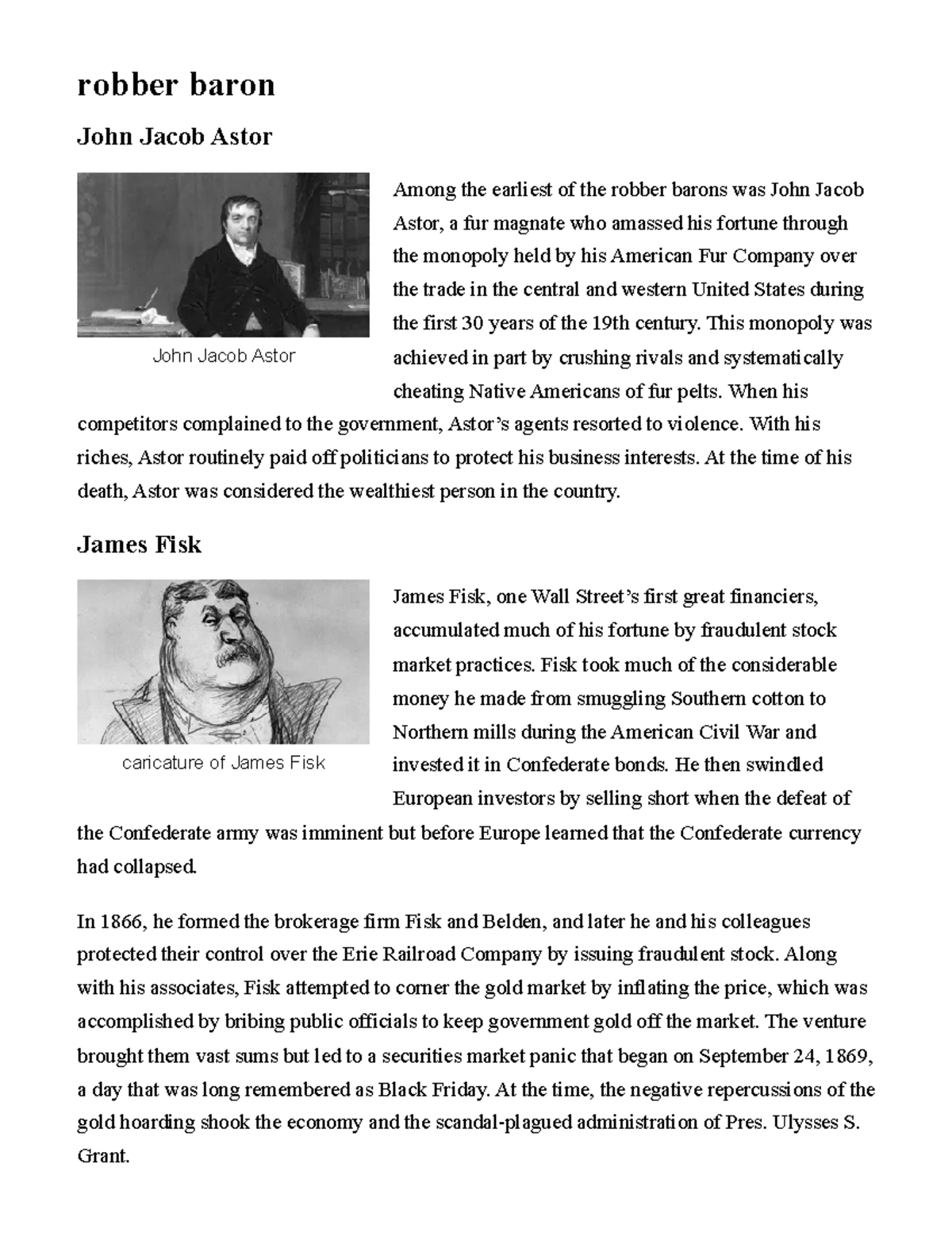 Robber Barons: The Rise of John Jacob Astor, Fisk, Stanford ...