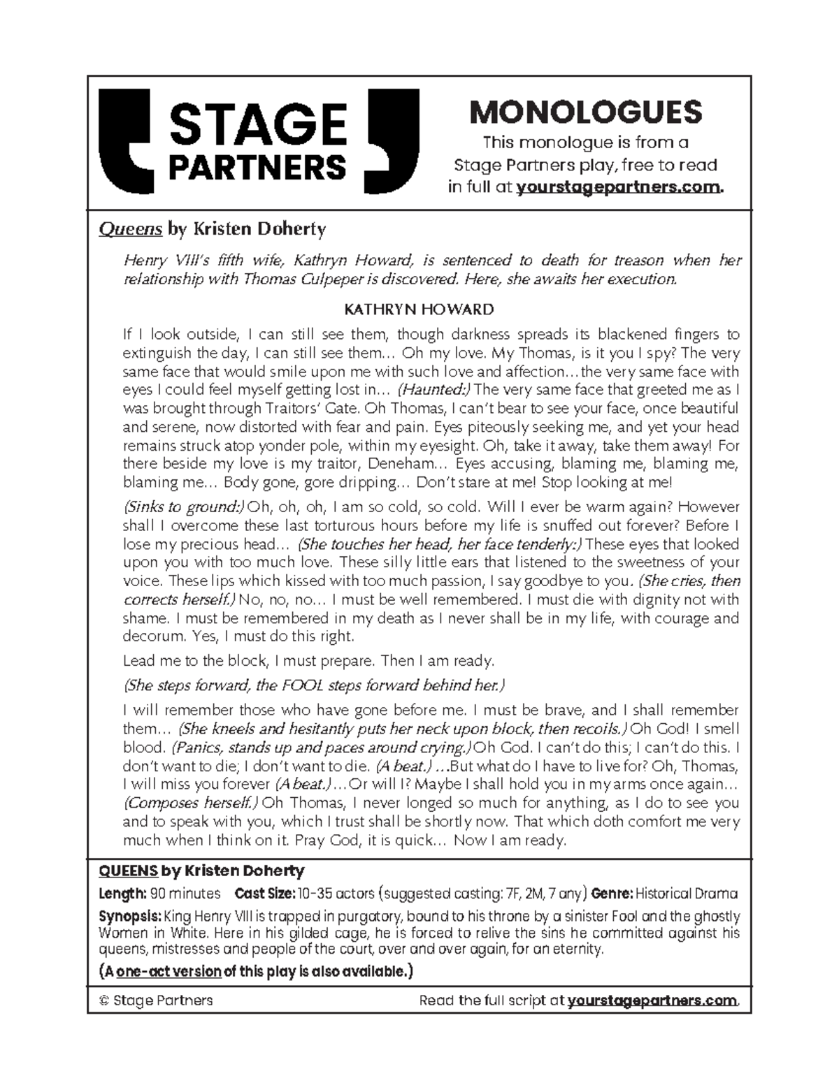 Dramatic monologue - It gives details on how to talk spanish - This ...