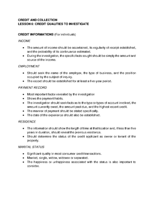Lesson 5B - Credit Investigation and Background Investigation - Credit ...