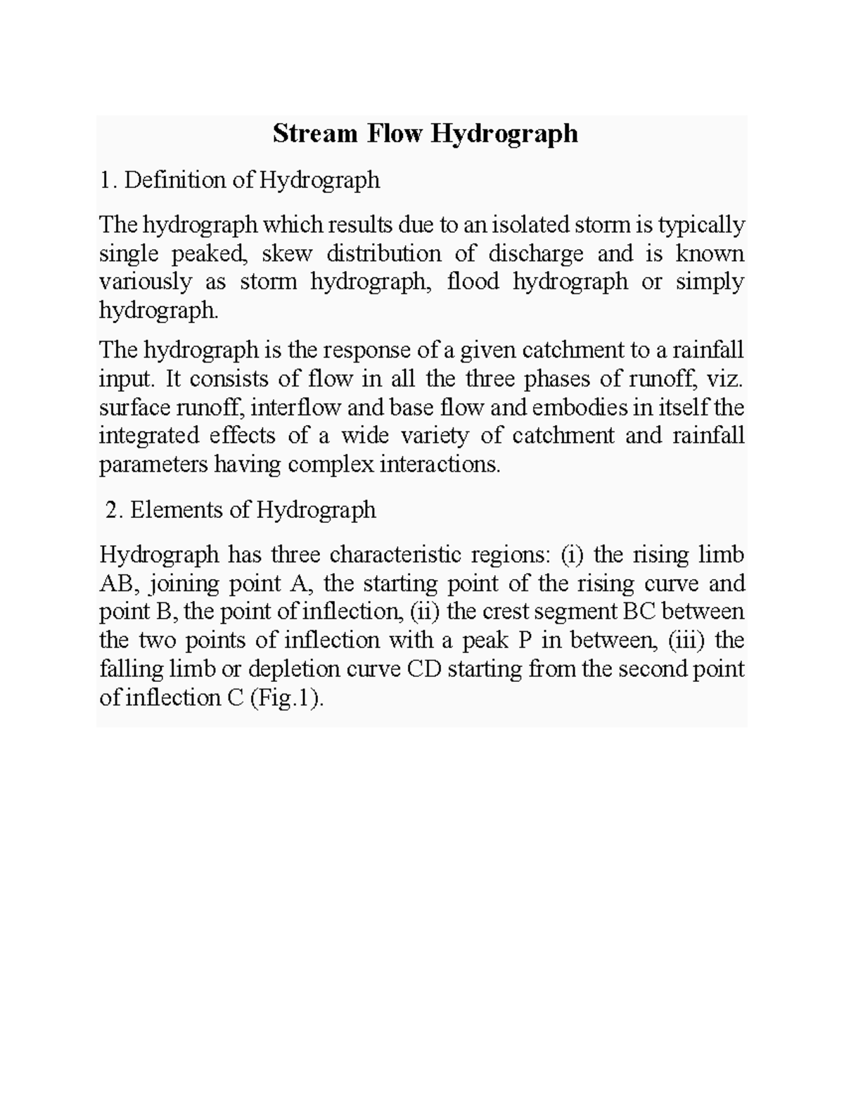Hydrograph Analysis: Understanding Streamflow Dynamics - Studocu