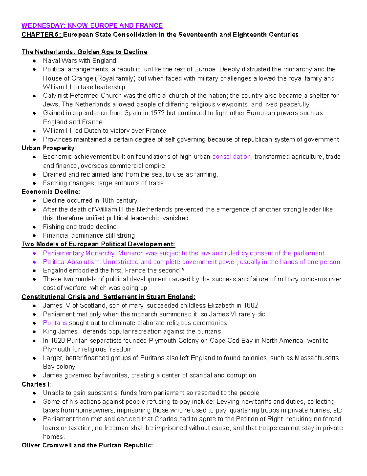 CHAP 5 AP EURO - European State Consolidation in 17th-18th Centuries ...