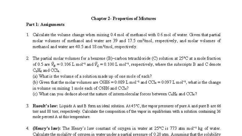 Ex2 Ch2 P1 - no description - Chapter 2- Properties of Mixtures Part 1 ...