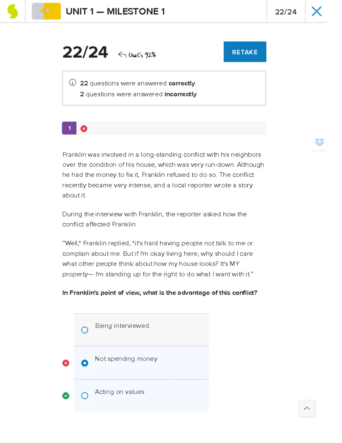 Sophia Conflict Resolution Unit 2 Milestone 2 - 22/22 that's 100% RETAKE 22 questions were ...