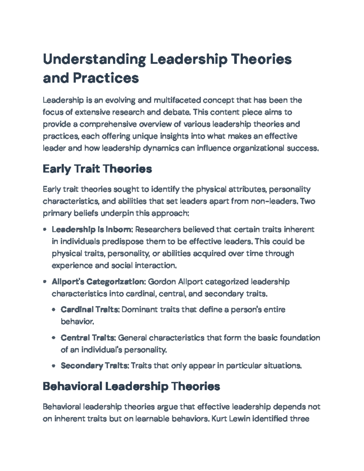 Understanding Leadership Theories and Their Practical Applications ...