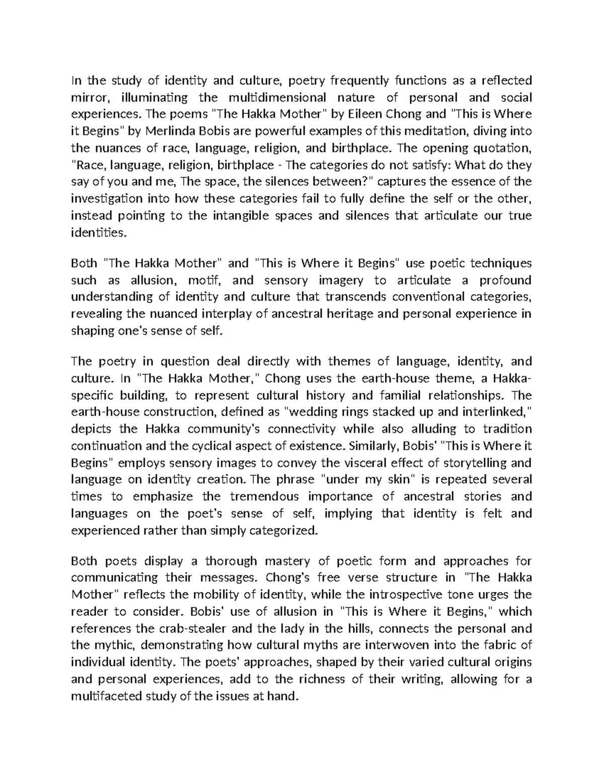 In the exploration of identity and culture - In the study of identity ...