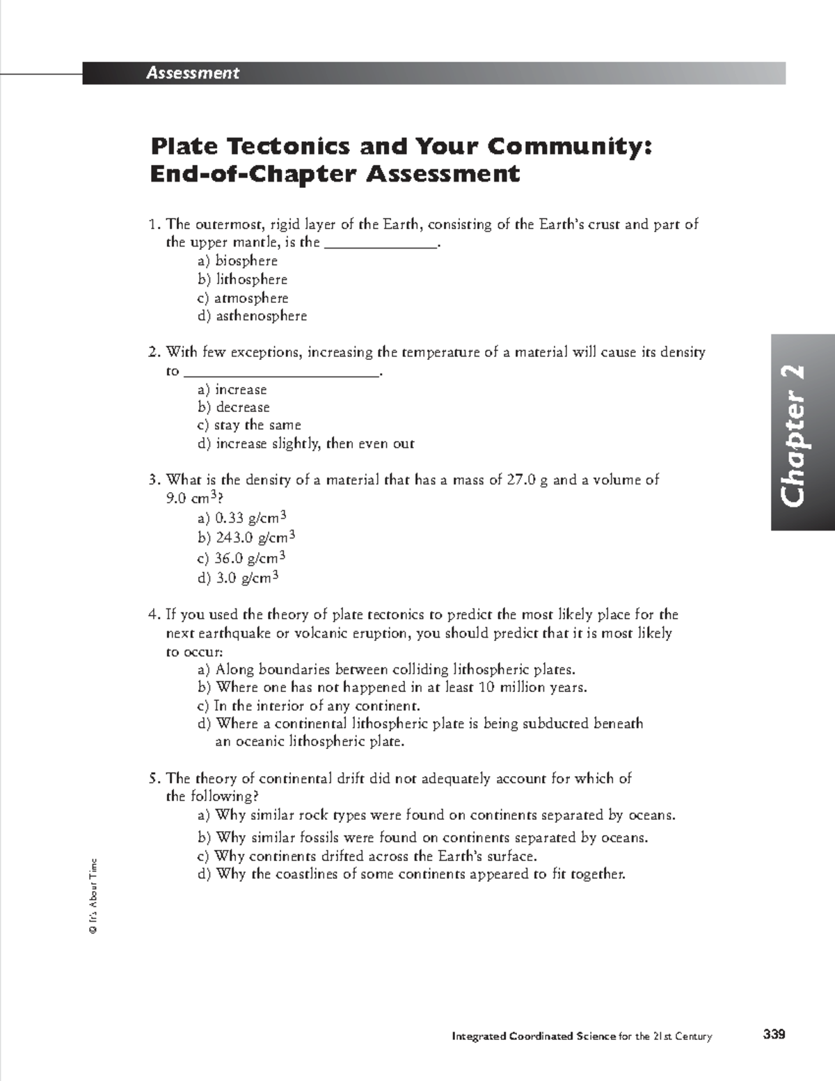 Plate Tectonics Assessment 2: EarthComm Insights - Studocu