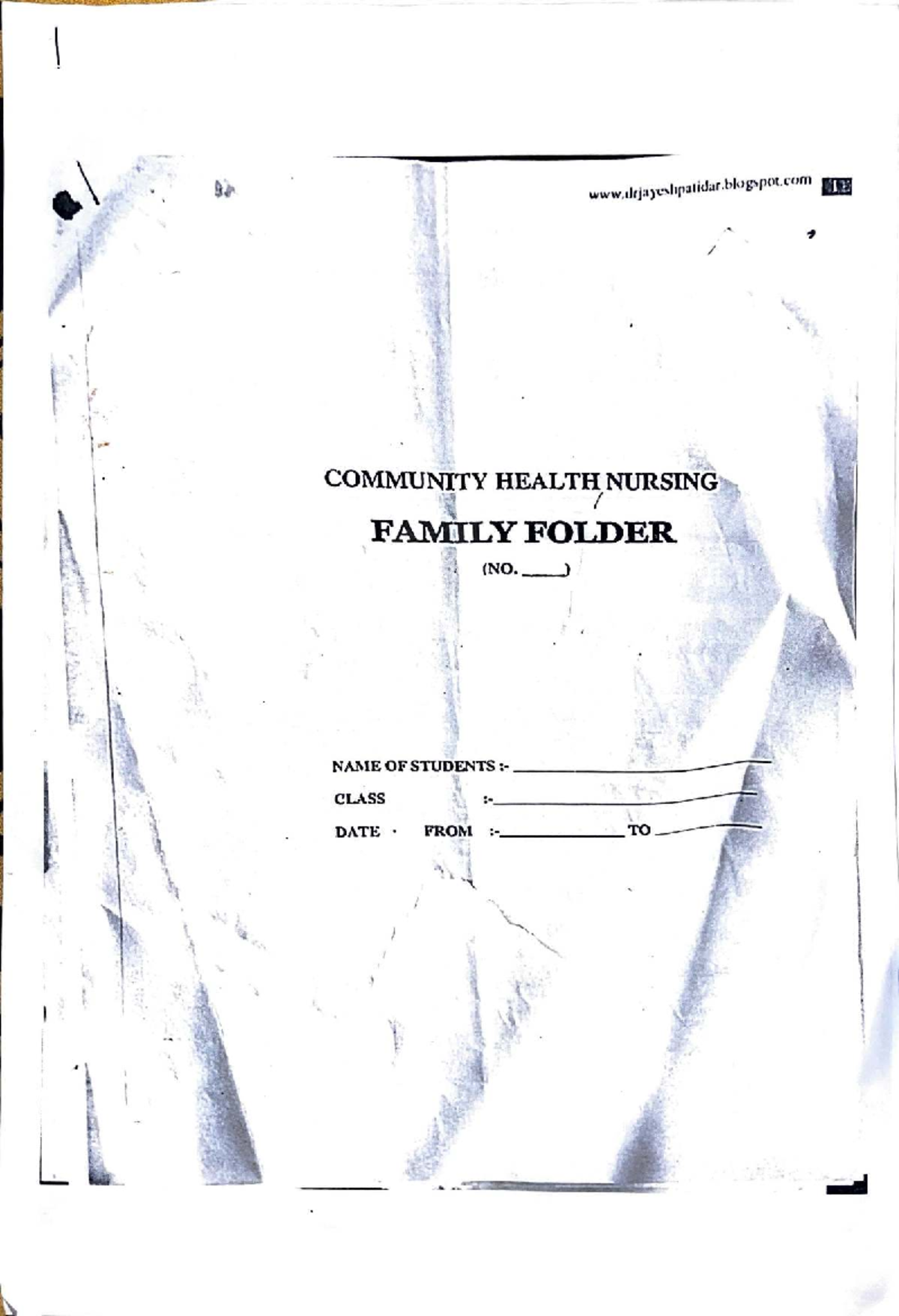 Community Health Nursing Family Folder Data Collection Studocu