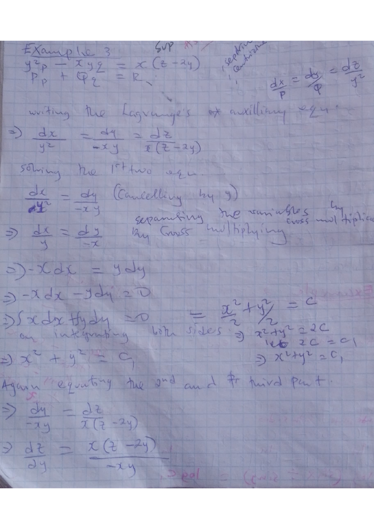 Langranges linear equations - BSc. Mathematics - Example 3 SUP XX y2p x ...
