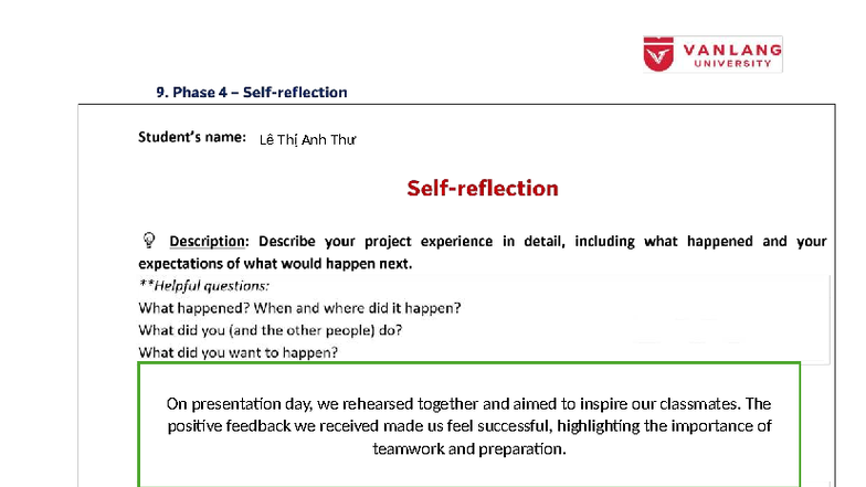 Teamwork Reflections: Insights from English Presentation (ENG 504 ...