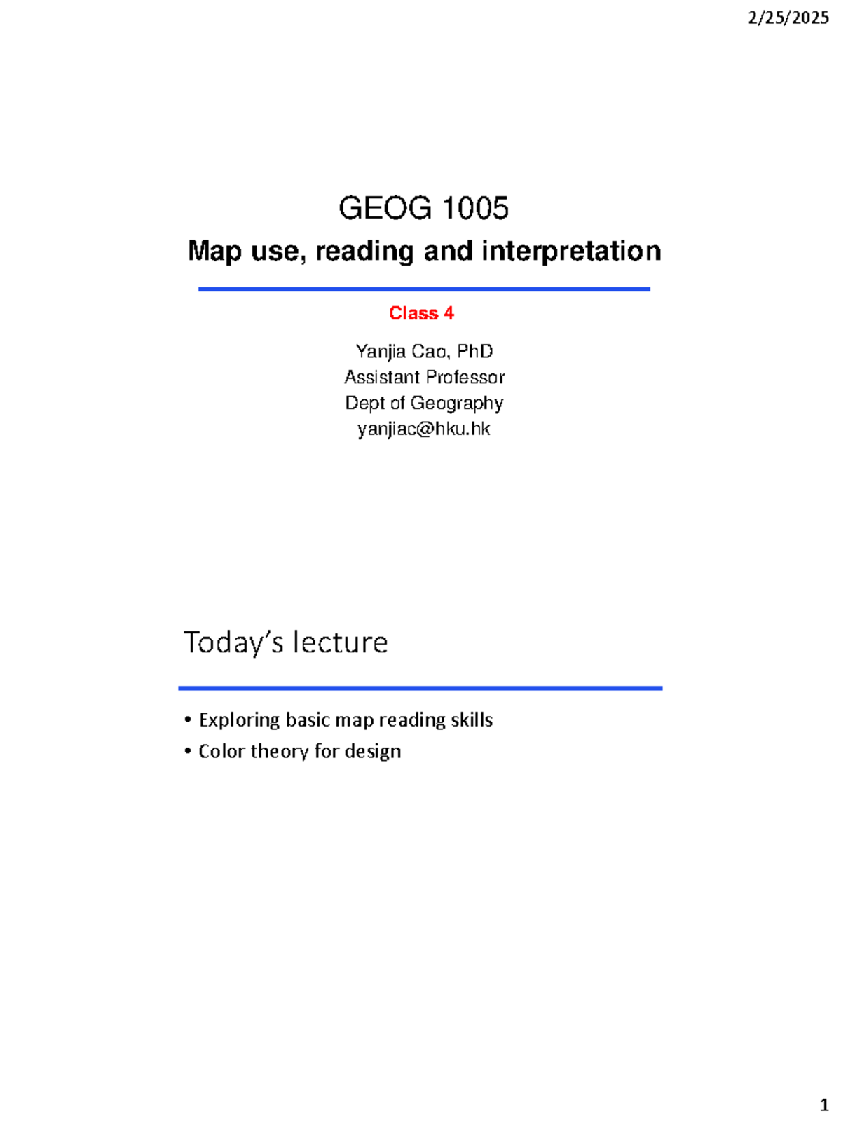 Lecture 4: Map Reading Skills and Human Visual Perception in GEOG 1005 ...