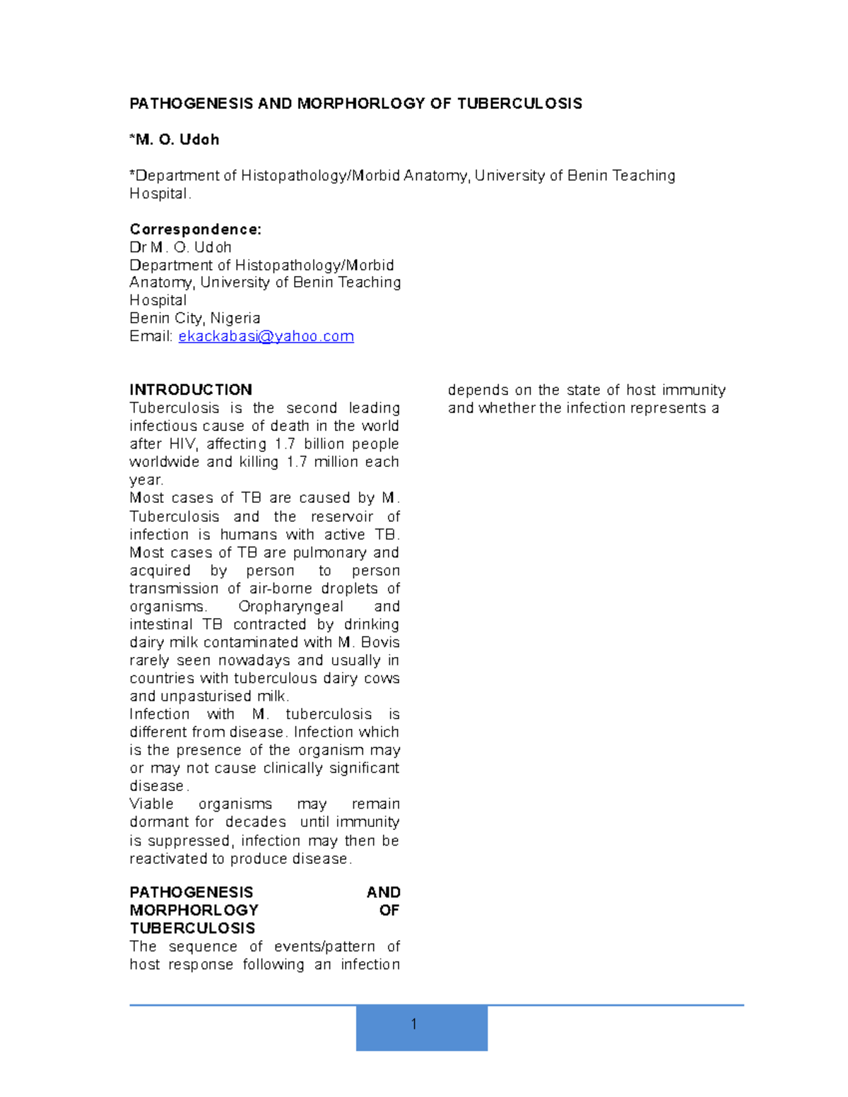 Tuberculosis Gross Morphology and Pathogenesis - PATHOGENESIS AND ...