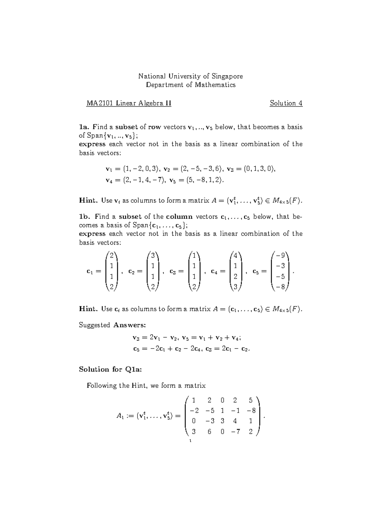 Sol4 - notes - National University of Singapore Department of ...