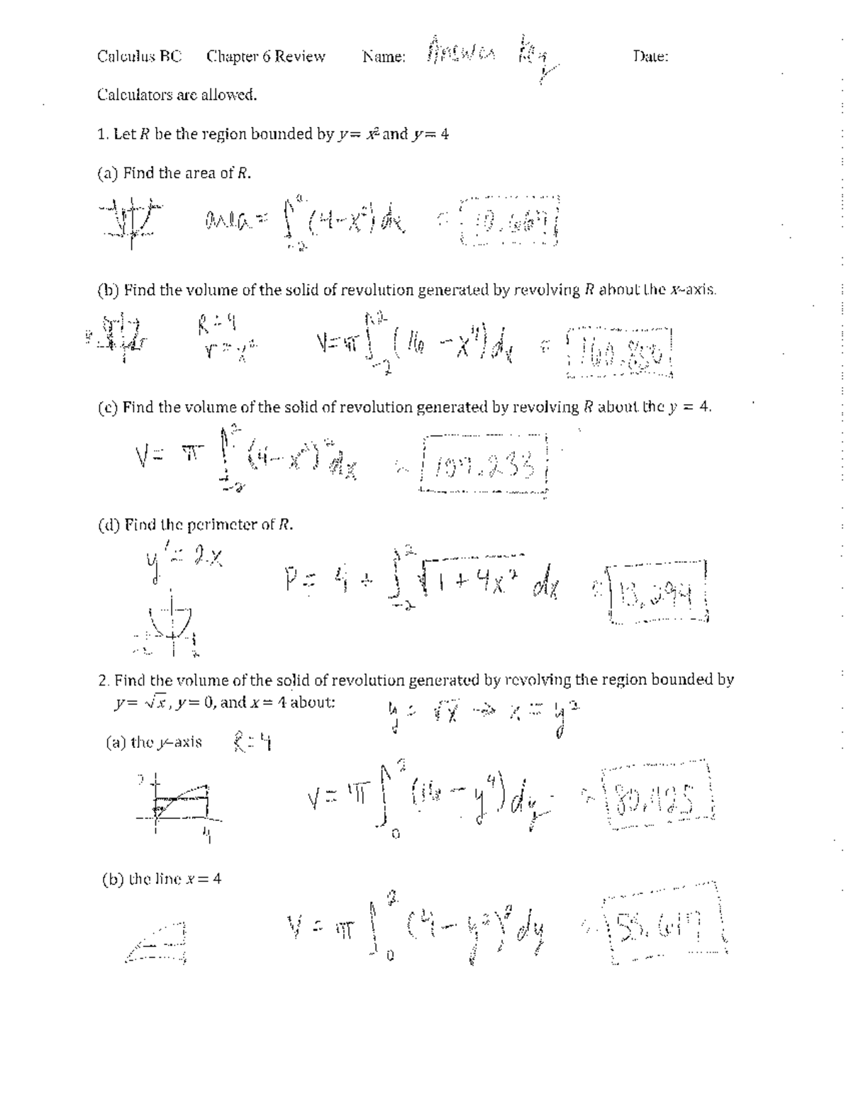 Calc BC Ch 6 Review Guide and Key - Studocu