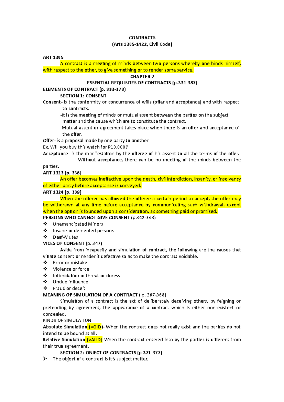 Contracts Overview - Key Concepts and Legal Principles - Studocu