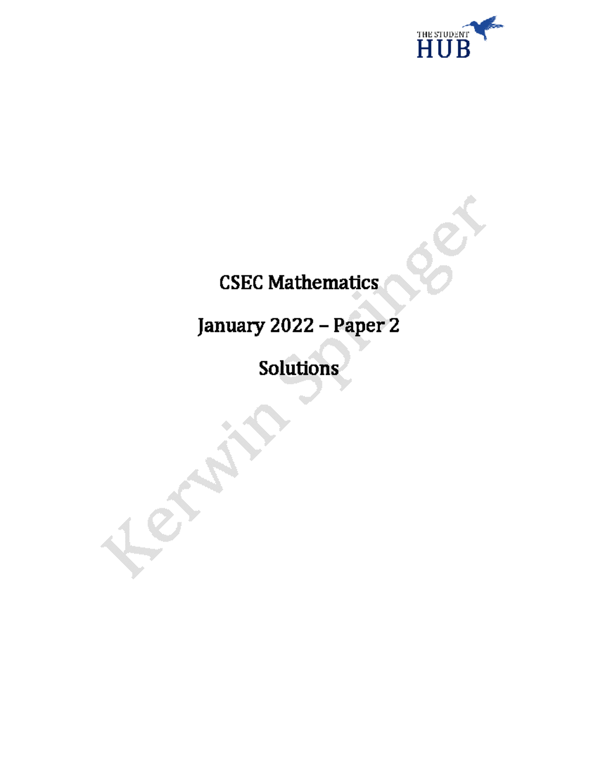 CSEC Mathematics January 2022 Paper 2 Solutions Explained - Studocu