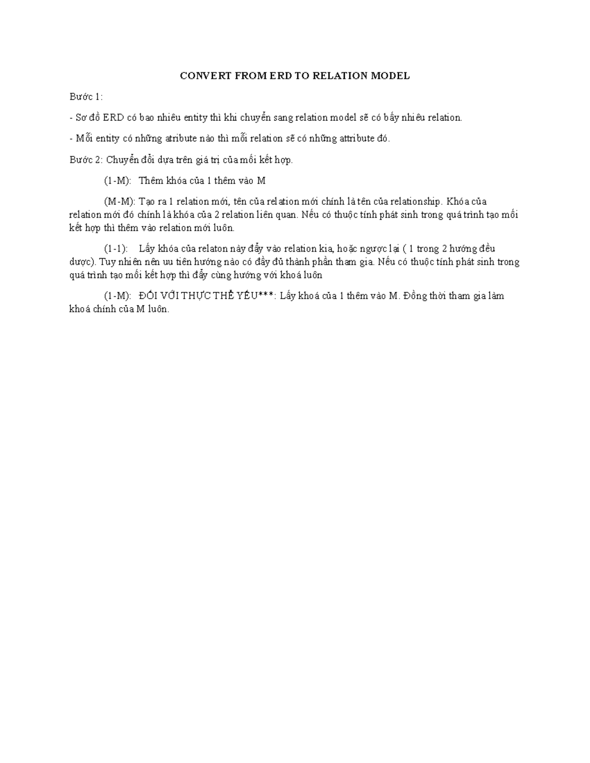 CONVERTING ERD TO RELATION MODEL: STEP-BY-STEP GUIDE - Studocu