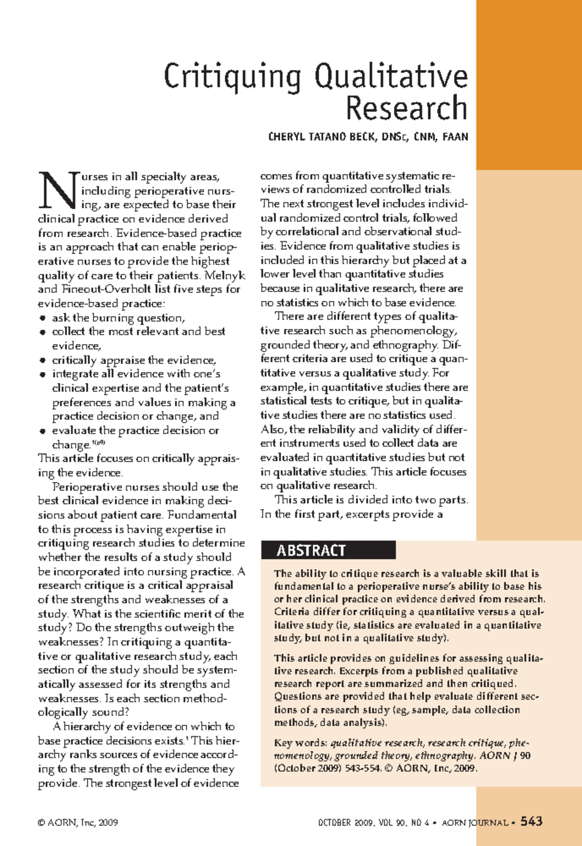 Critiquing Qualitative Research - Critiquing Qualitative Research ...