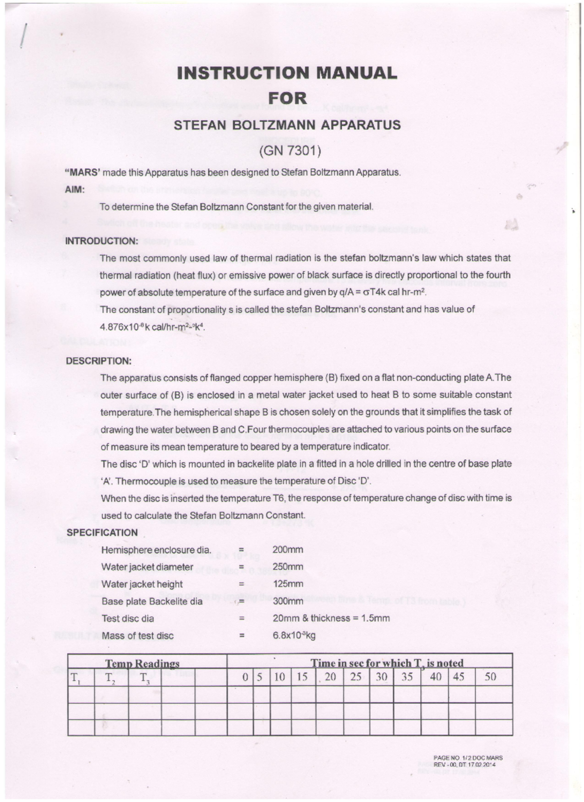 GN 7301 Instruction Manual: Sten Boltzmann Experiment Guide - Studocu