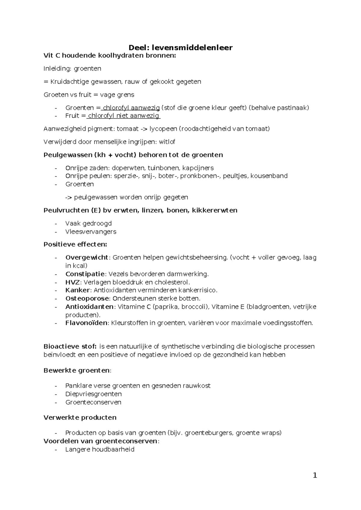 3 Vit C Houdende KH Bronnen: Groenten en Hun Voordelen - Studocu