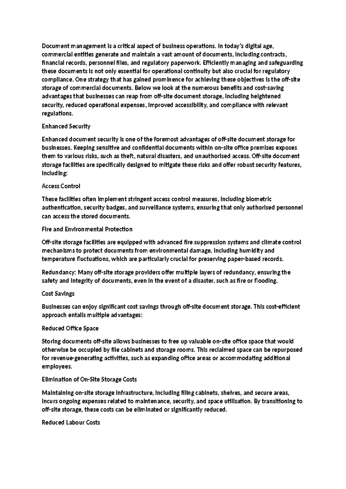 Document Management Strategies: Benefits of Document Storage in Business - Studocu