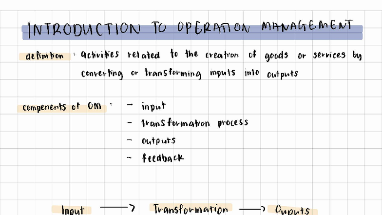CHAP 1 (MGT345) - Introduction to Operations Management Notes - Studocu