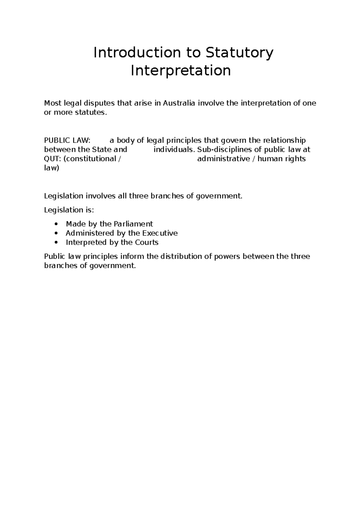 W1 - Introduction to Statutory Interpretation - Introduction to ...